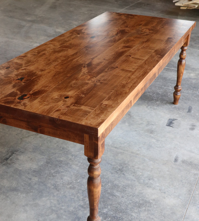 Spalted Maple Farmhouse Dining Table with White-Distressed Paint