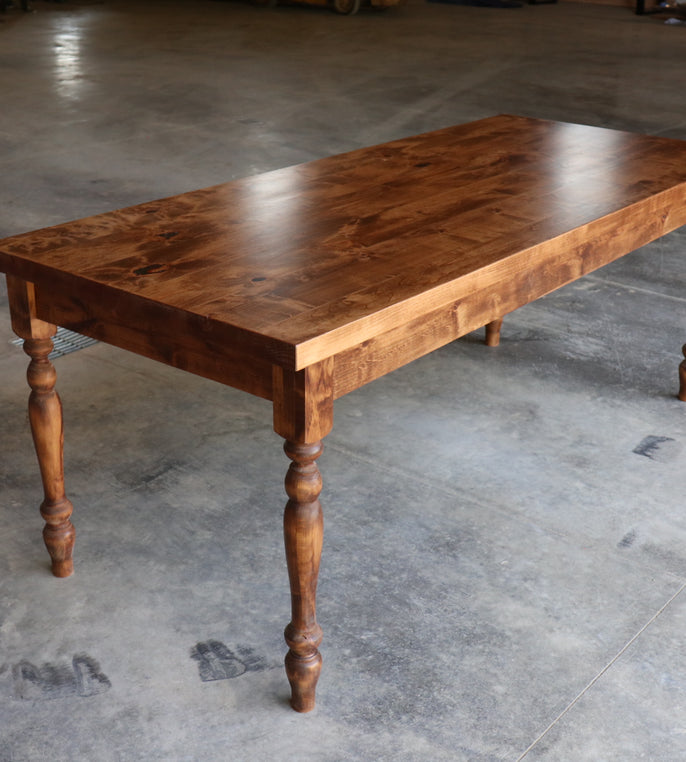 Spalted Maple Farmhouse Dining Table with White-Distressed Paint