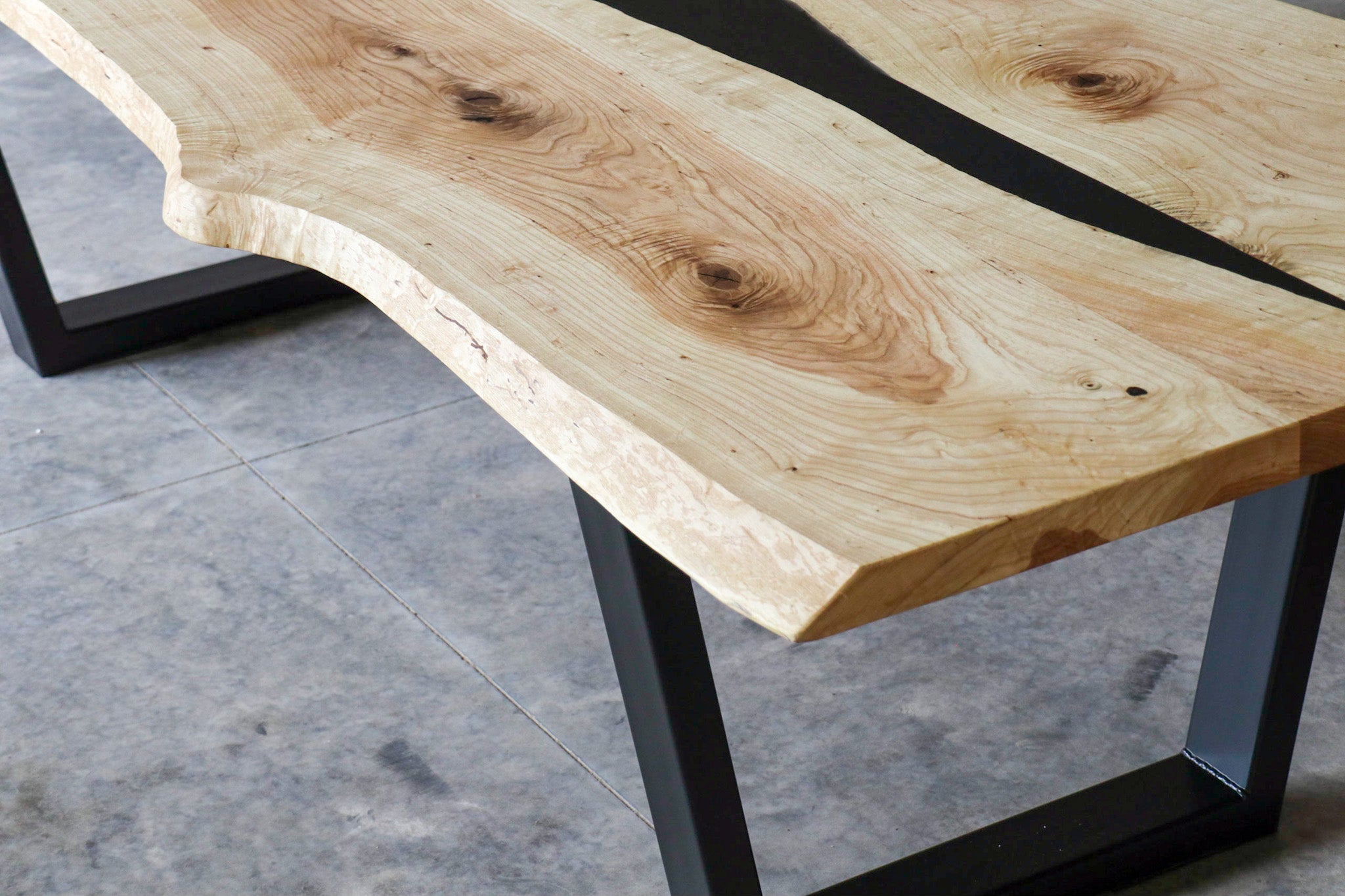 Modern Ash Wood Epoxy River Dining Table with Tapered Legs, Hardwood ...