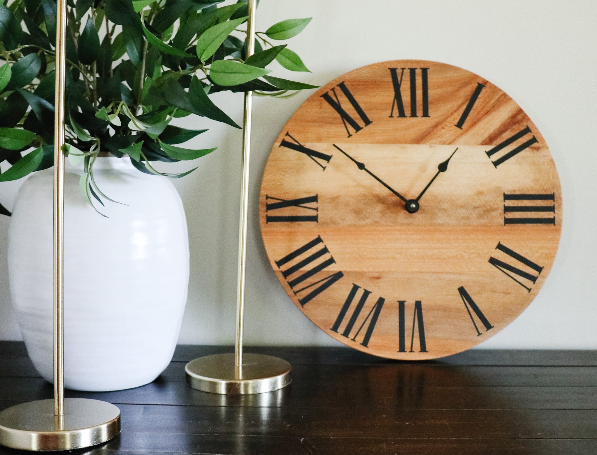 Flat Sawn 18" Sycamore Hardwood Wall Clock (in stock) | Hazel Oak Farms