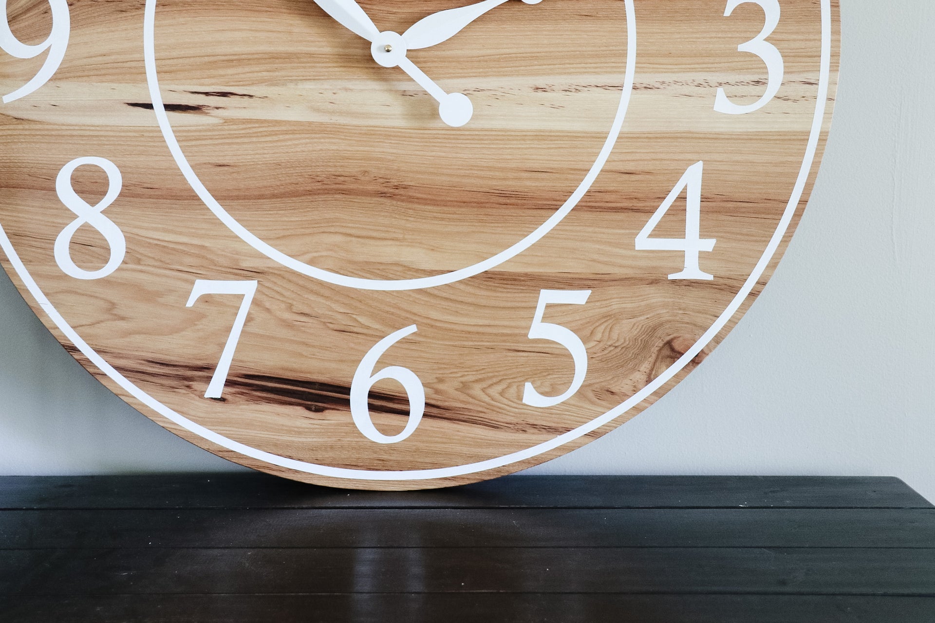 Solid Hickory Wood Wall Clock with Numbers and Lines | Hazel Oak Farms