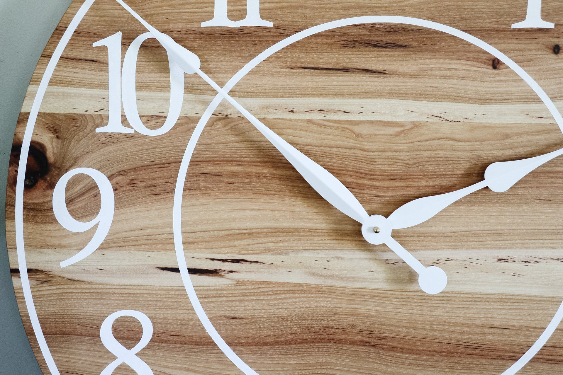 Solid Hickory Wood Wall Clock with Numbers and Lines | Hazel Oak Farms