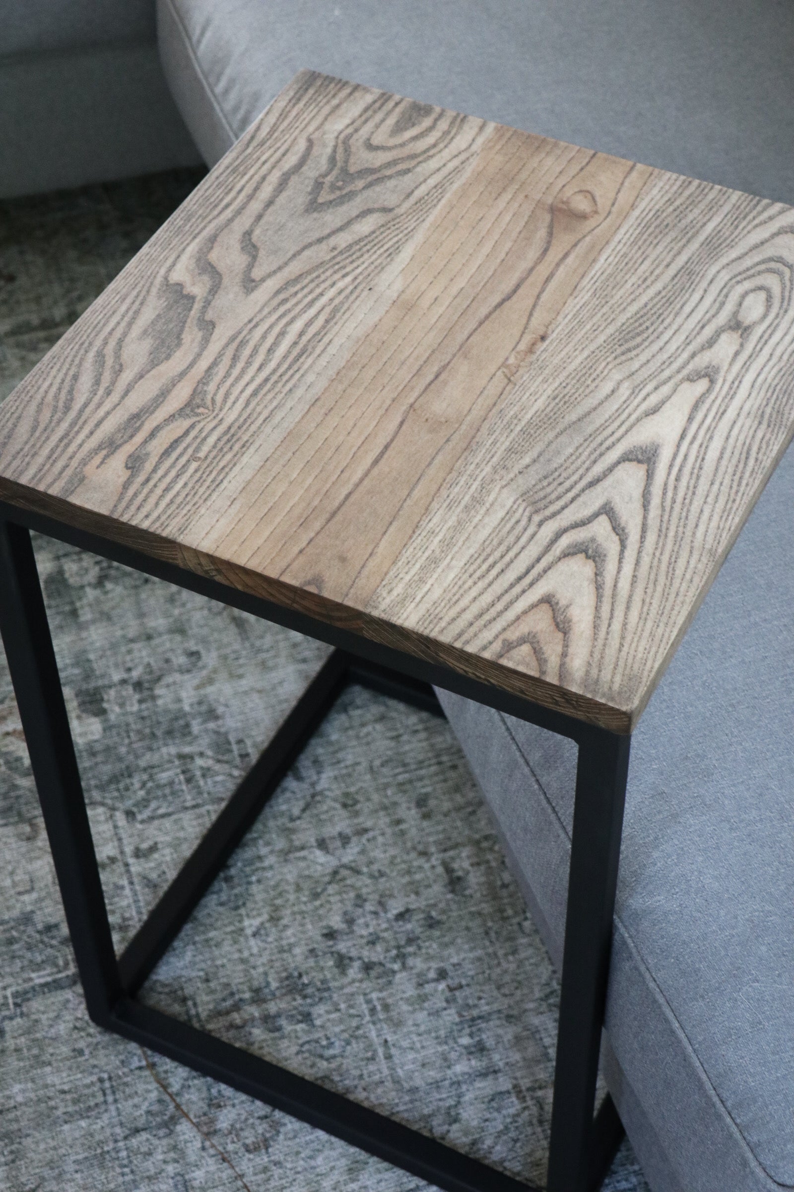 Square Black Stained Ash Square C Table (in stock) | Hazel Oak Farms