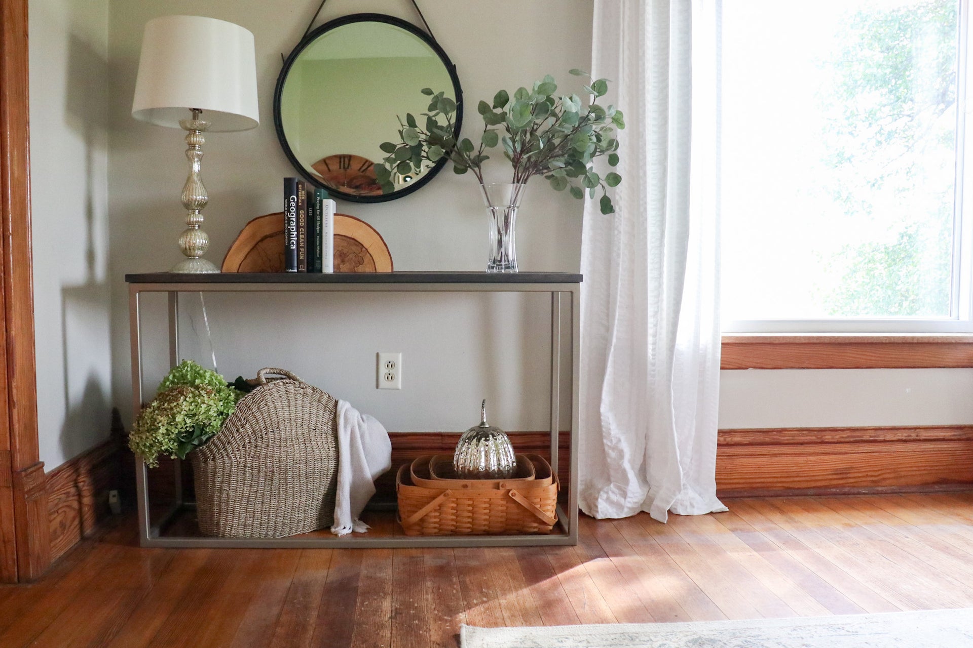 Modern Metal & Wood Console Entryway Table | Hazel Oak Farms