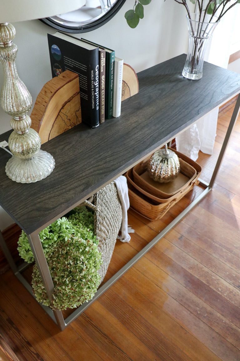 Modern Metal & Wood Console Entryway Table | Hazel Oak Farms