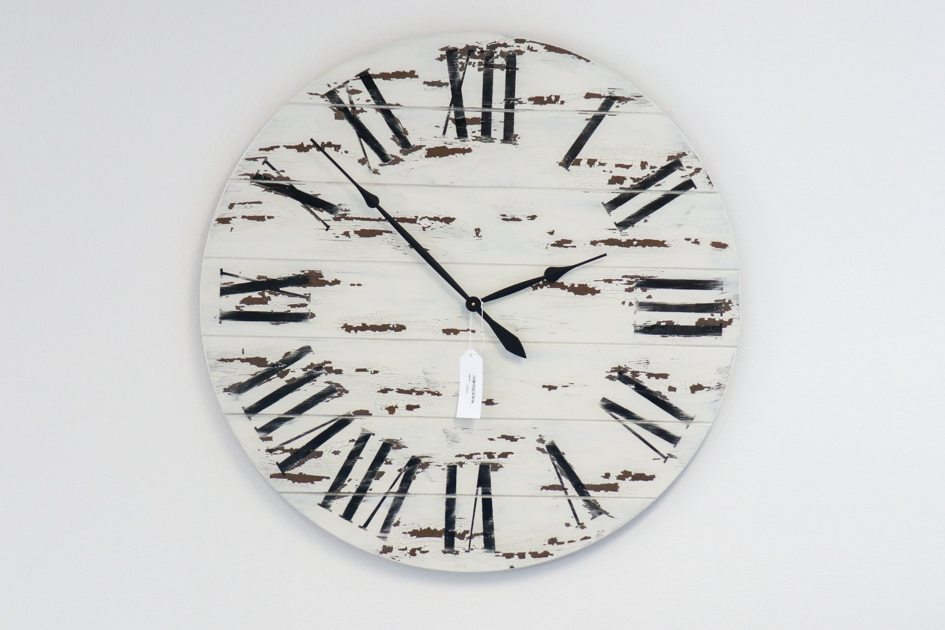 42" Farmhouse Style Large White Distressed Wall Clock with Black Roman ...