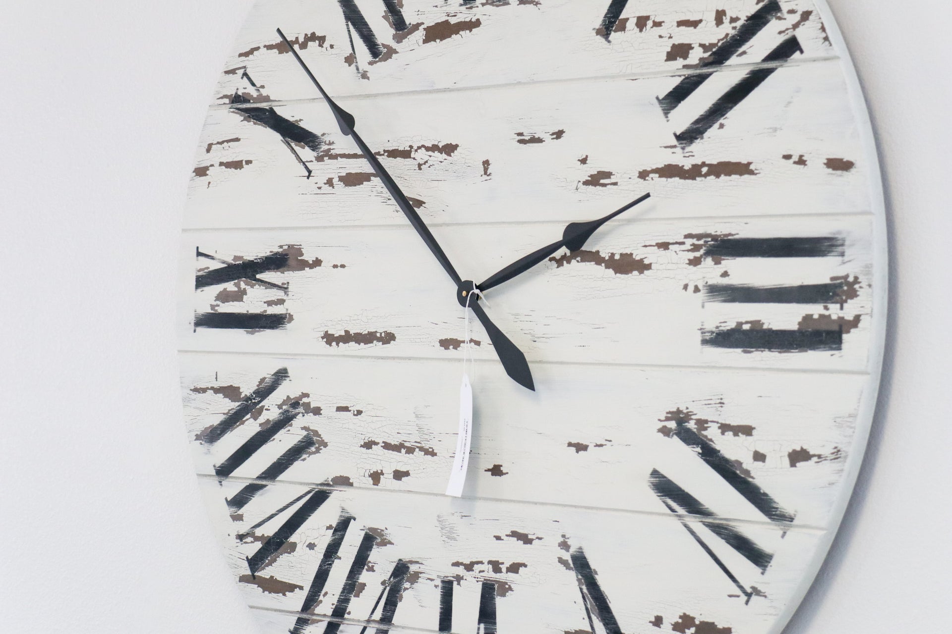 42" Farmhouse Style Large White Distressed Wall Clock with Black Roman ...