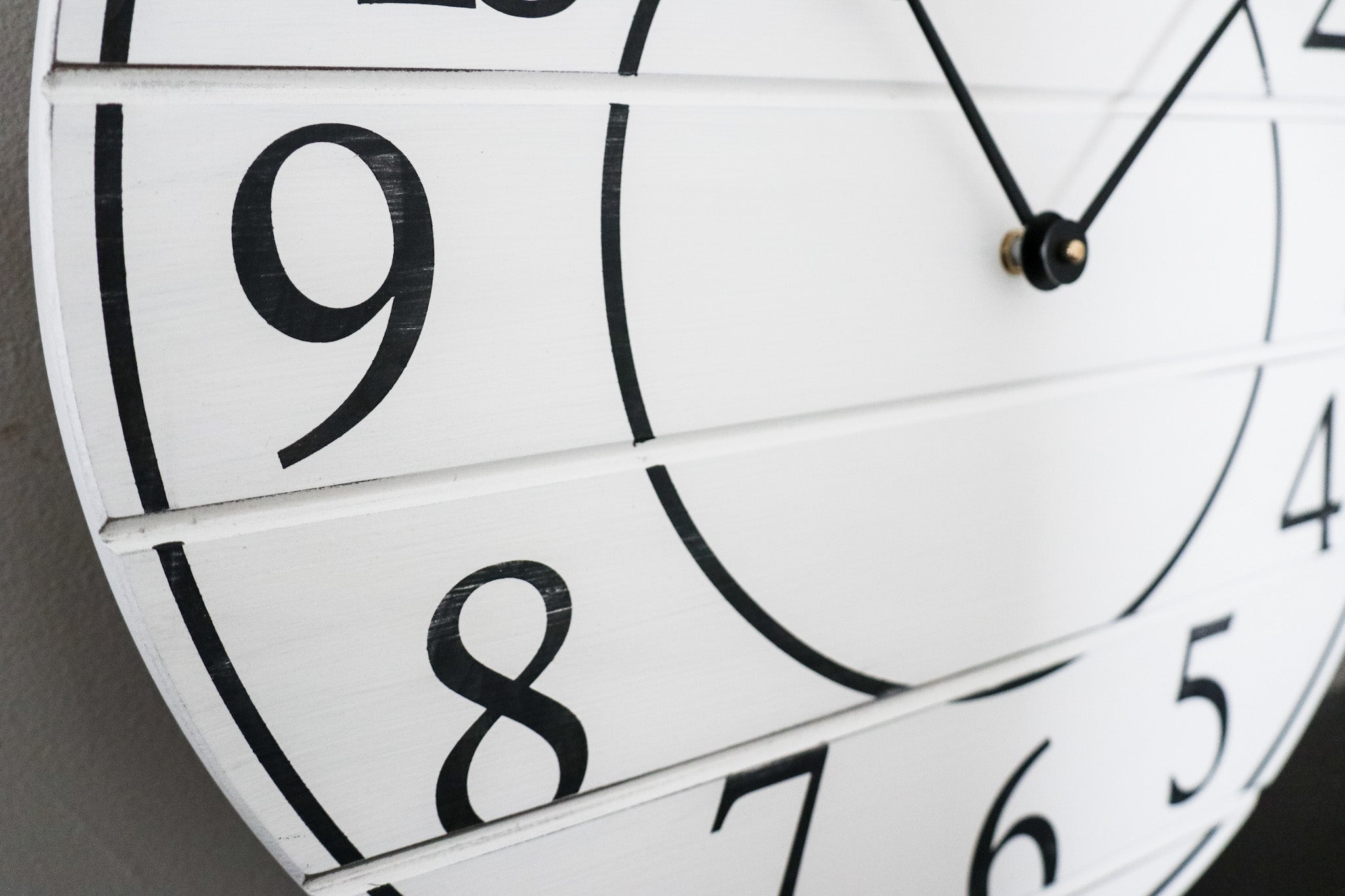 White Lightly Distressed Large Wall Clock with Black Numbers (in stock ...