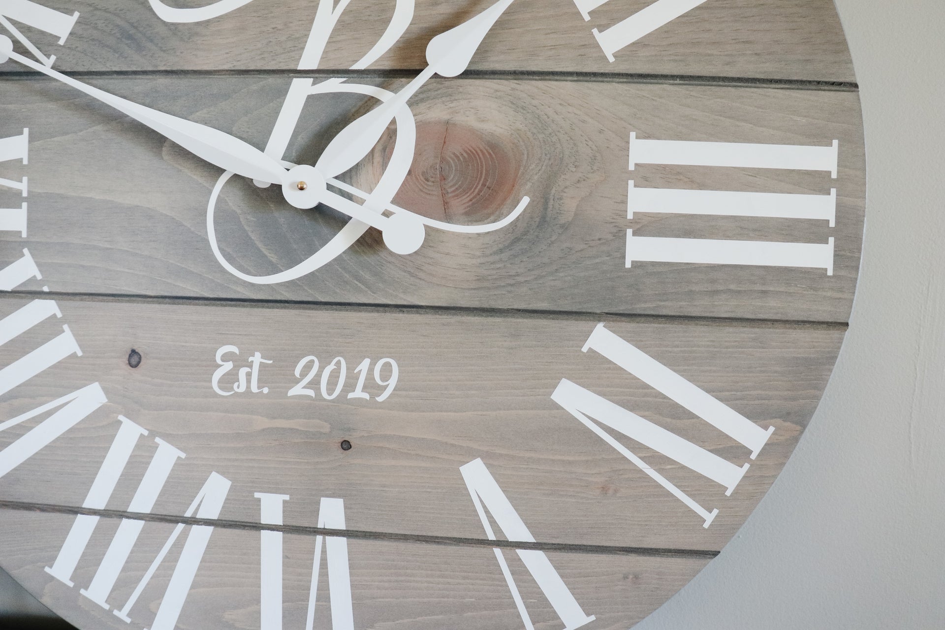 Large Customized Grey Wall Clock | Hazel Oak Farms