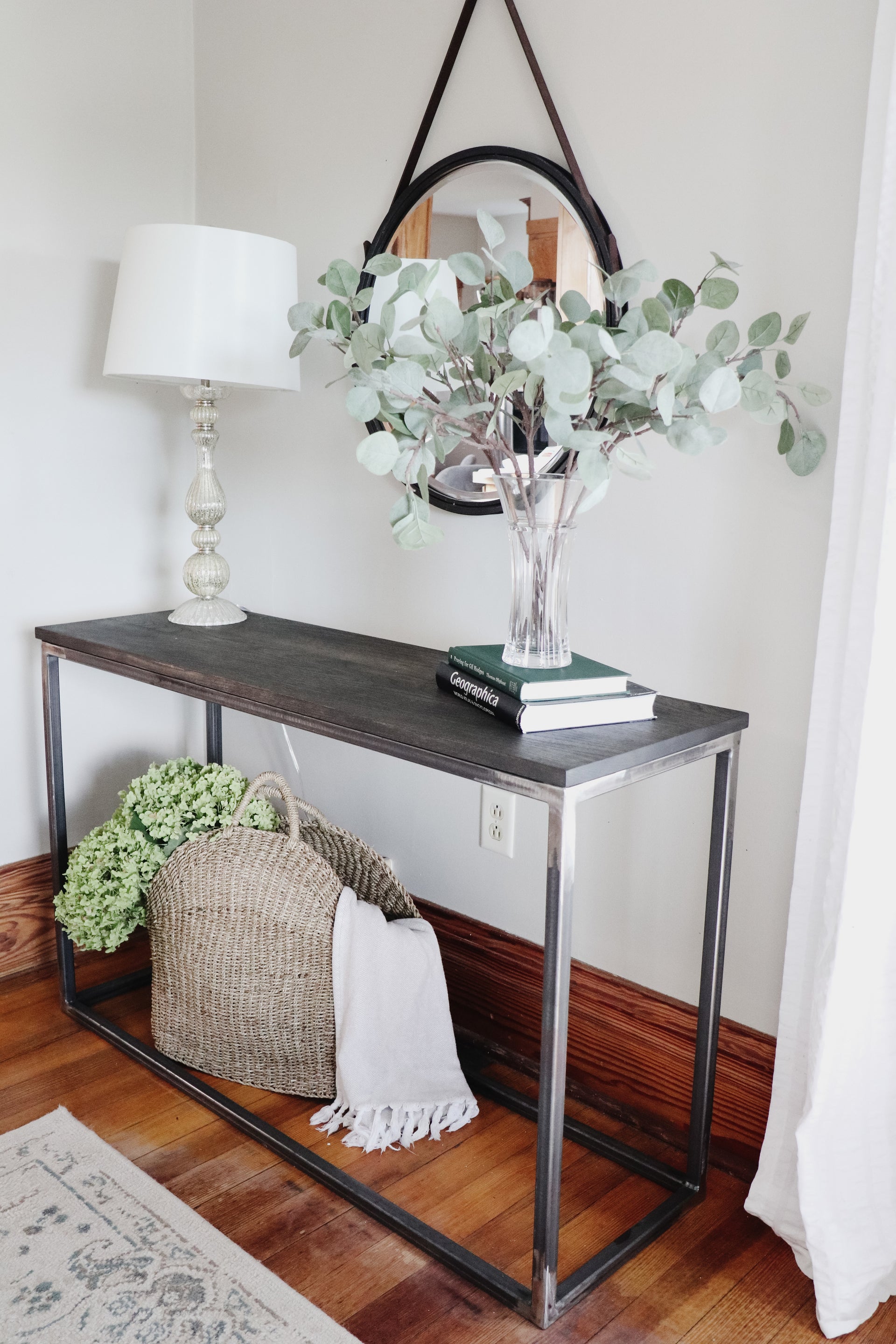 Modern Metal & Wood Console Entryway Table | Hazel Oak Farms