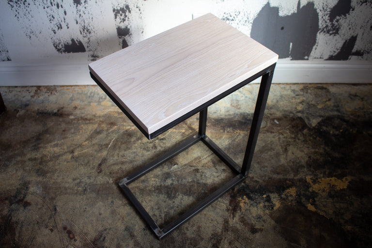 Solid White Washed Wood Laptop C Table | Hazel Oak Farms